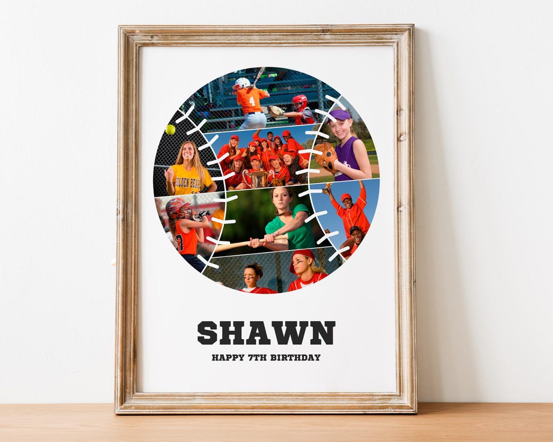 Softball Photo Collage,baseball Photo Collage, Senior Night Gift ...