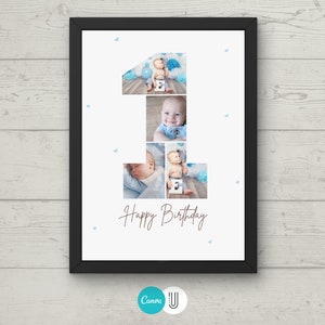 Number One, First Birthday Digital Download,birthday Number 1 Collage ...