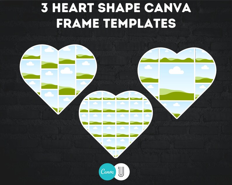 Heart Photo Collage Canva Frames: Memory Keepsake (digital File) - Etsy