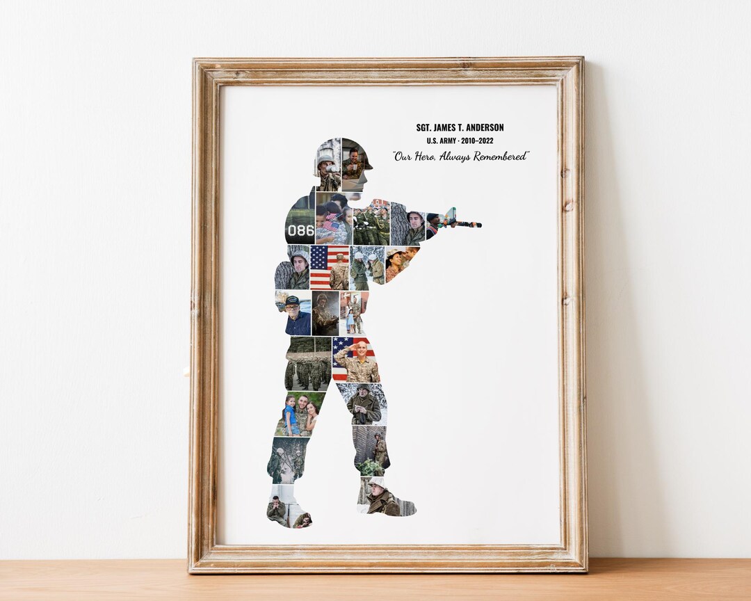 Personalized Army Photo Collage Template: Military Retirement Gift ...