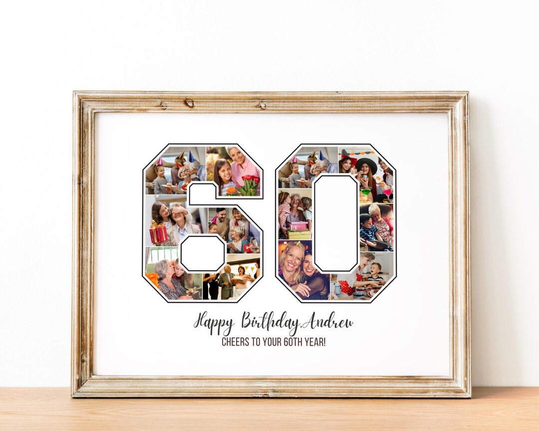 Photo Collage Template, Number 60 Photo Collage,60th Birthday, Number ...