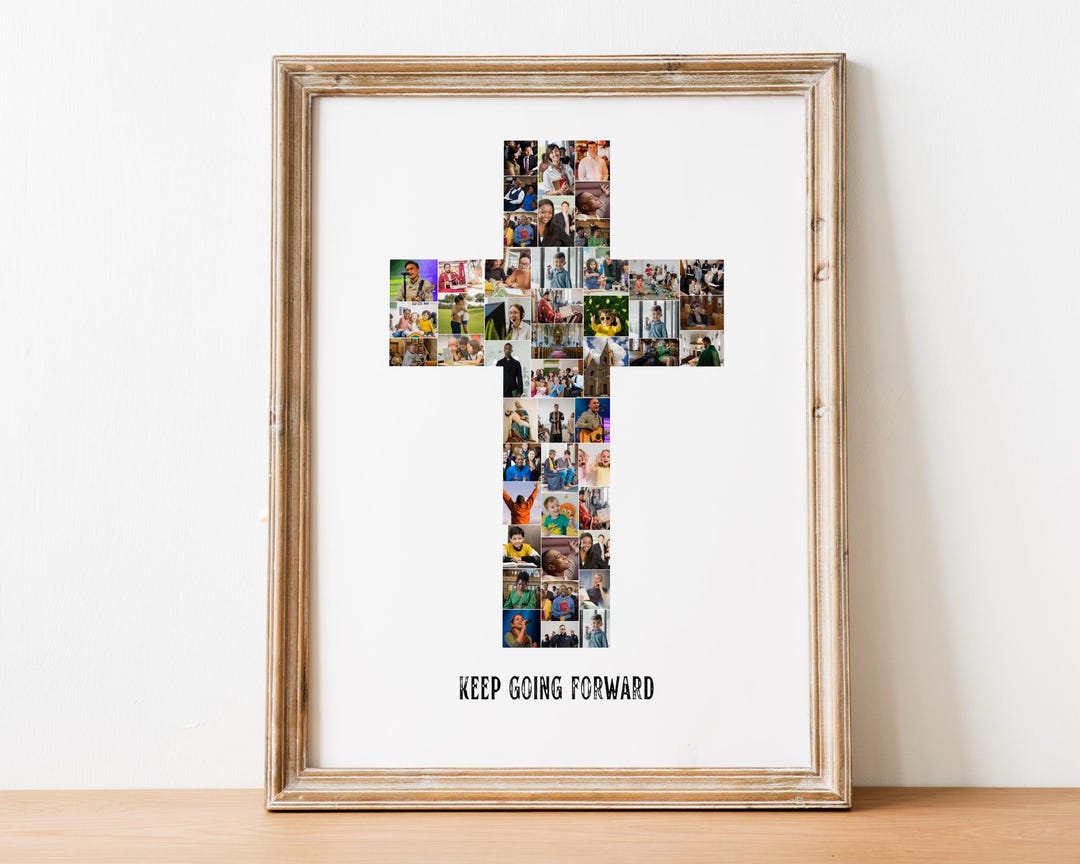 Cross Photo Collage Canva Template Baptism Gift Baby Baptism Keepsake ...