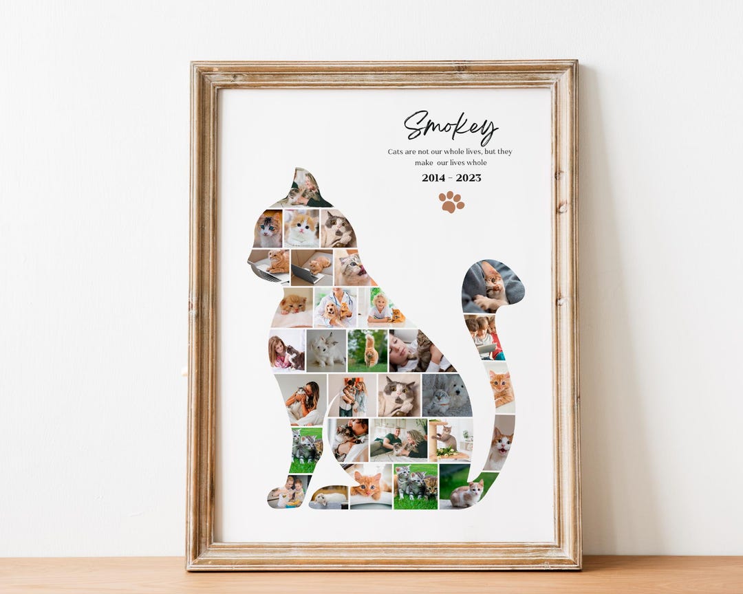 Cat Photo Collage Cat Shaped Collage Personalized Gifts for Pets Cat ...