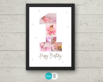 Number One, First Birthday Digital Download,birthday Number 1 Collage ...