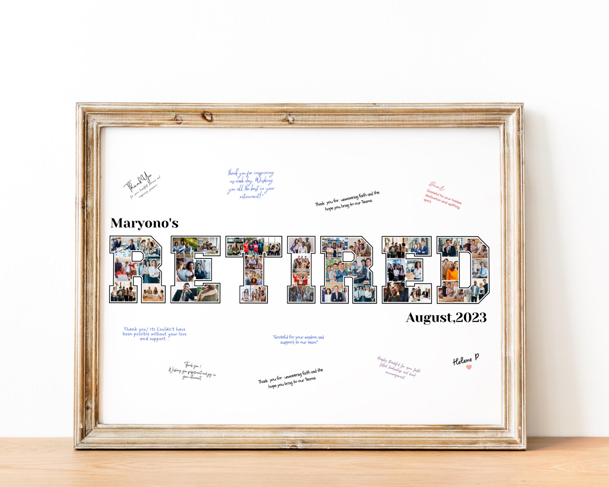 Custom Retired Photo Collage, Boss Coworker Gift, Retirement Party Sign ...