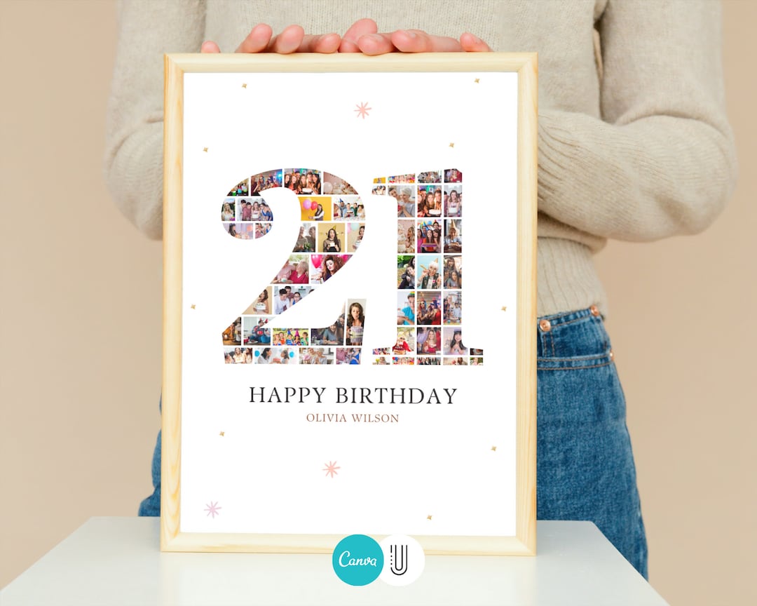 Twentyfirstbirthday,21 Number Collage Frame ,21st Collage Frame Canva ...