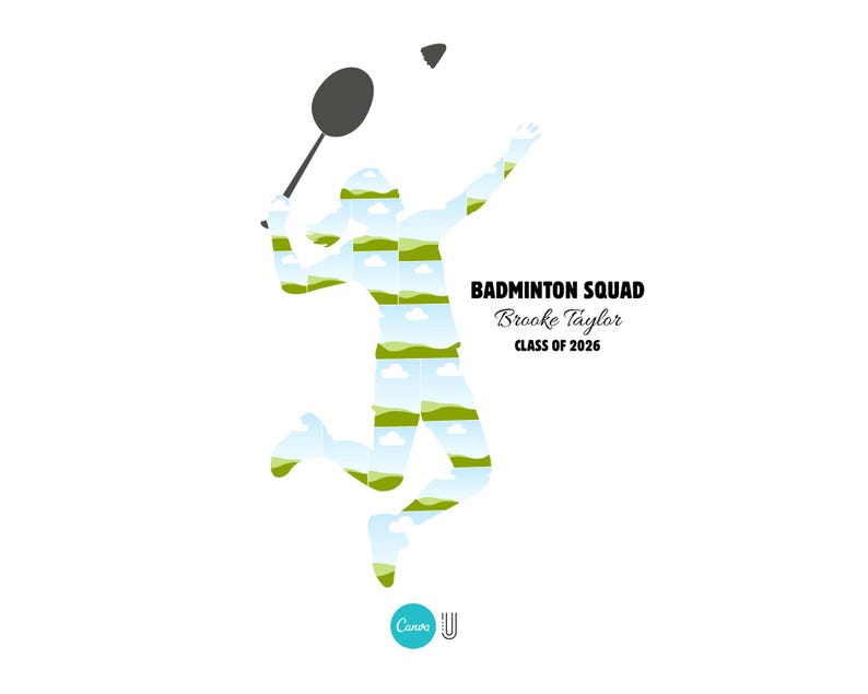 Badminton Smash Photo Collage | Personalized Player Gift (digital File ...