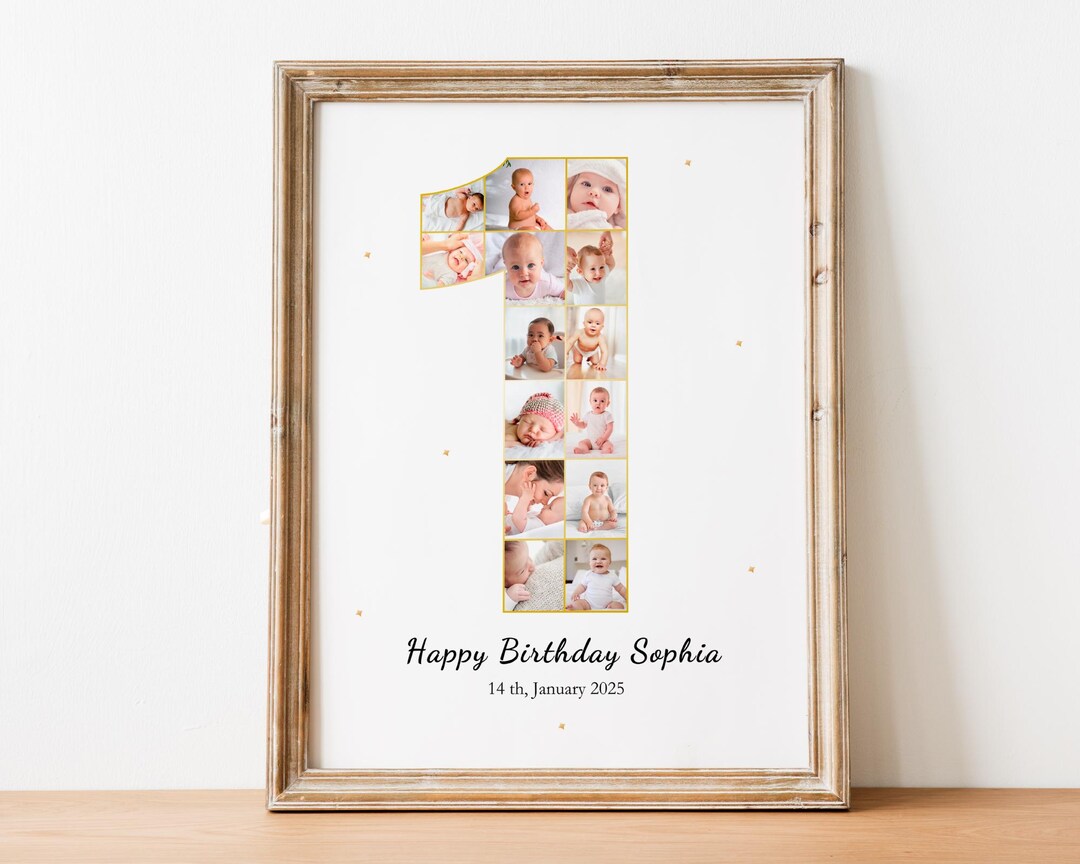 Birthday Number1 Photo Collage,birthday Gift,first Birthday Photo ...