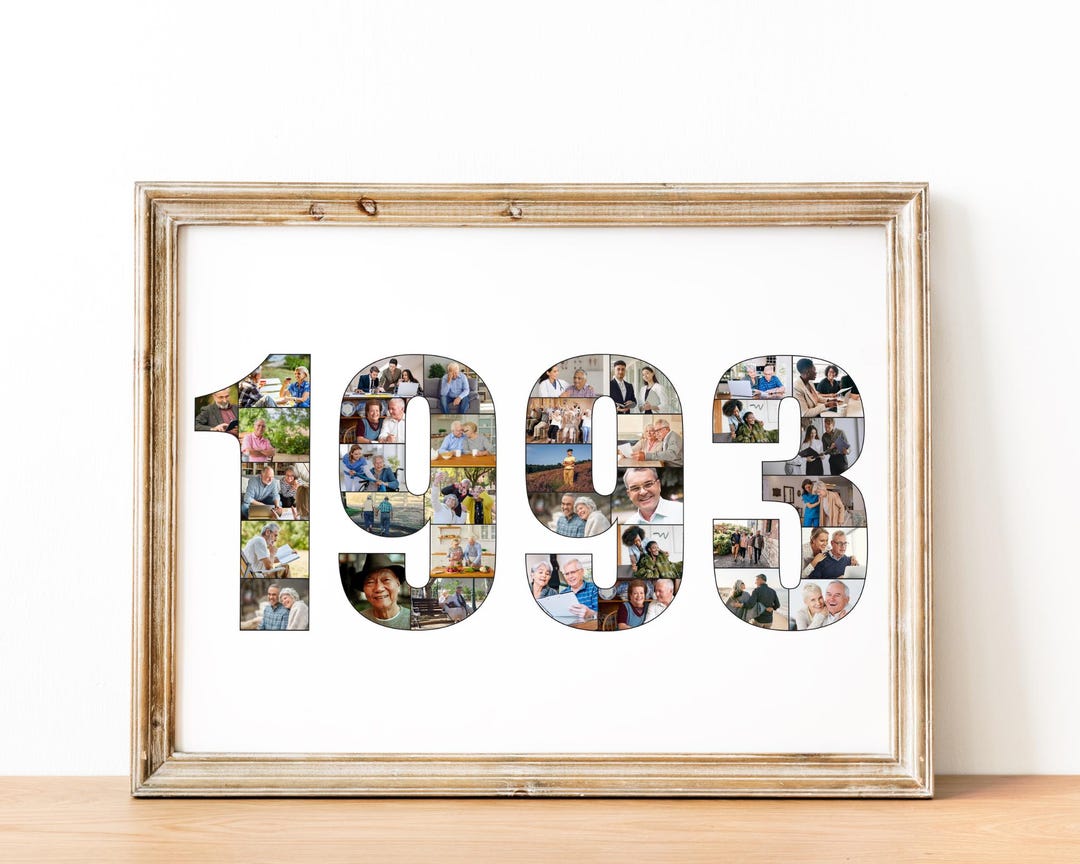 Personalized 1993 Photo Number Collage: Birthday Gift (digital Download ...