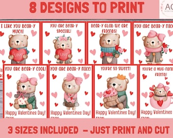 Kids Valentines Cards Instant Digital Download Printable Kids | Etsy