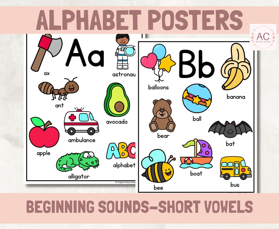 Classroom Alphabet Posters, Beginning Sounds Chart (digital Download ...