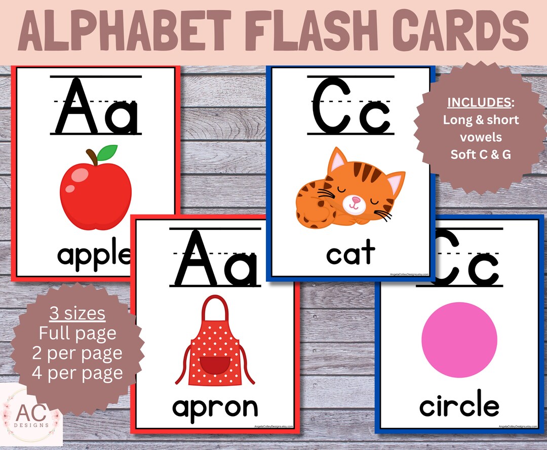 Printable Alphabet Posters, Beginning Sounds Flash Cards, Letter Size ...