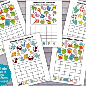 Summer Count and Graph Printable Worksheets, Learn to Count Math ...