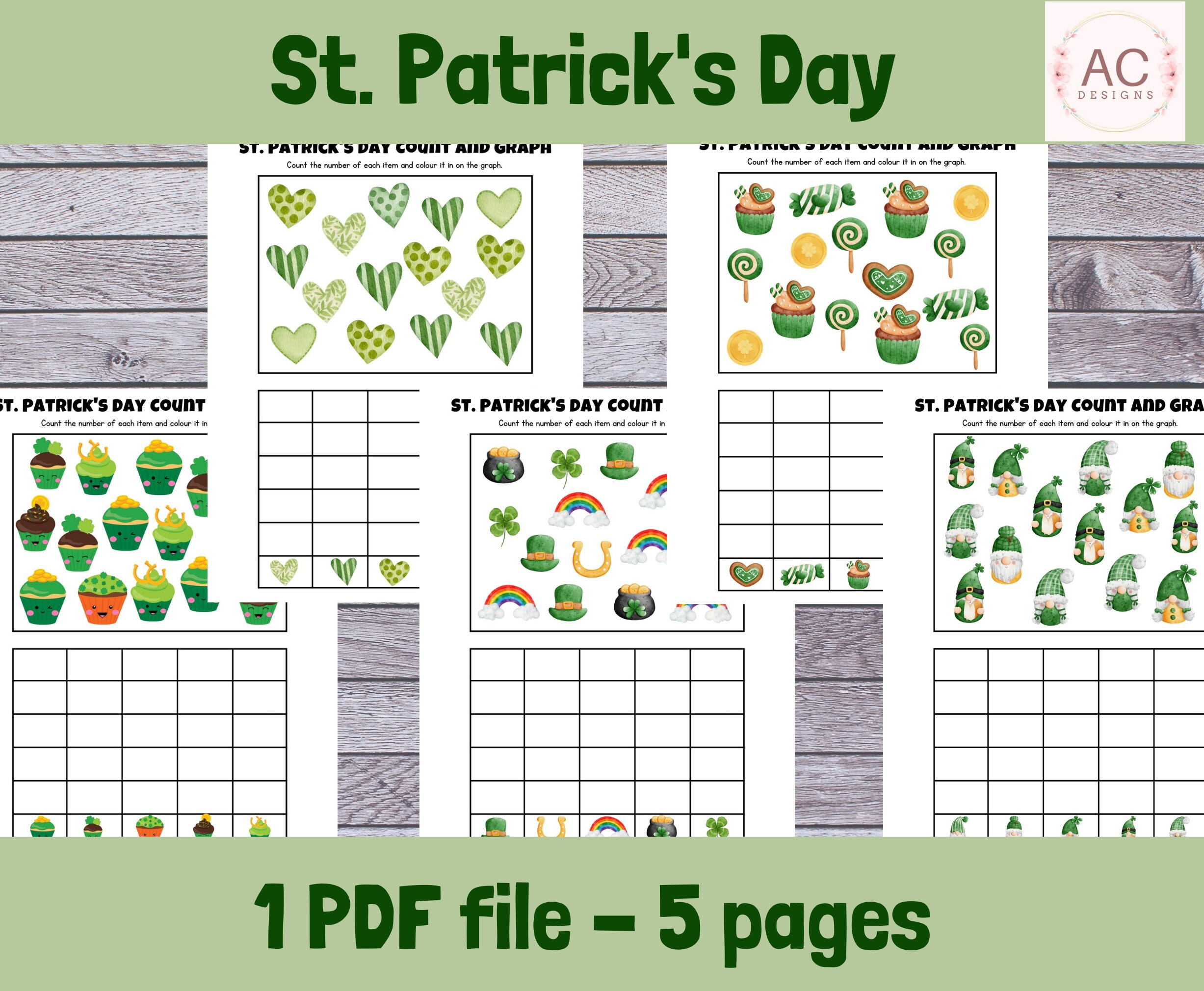 St. Patrick's Day Count and Graph Worksheets, St. Patrick's Day ...