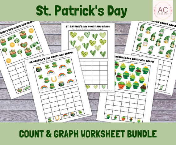 St. Patrick's Day Count and Graph Worksheets St. | Etsy