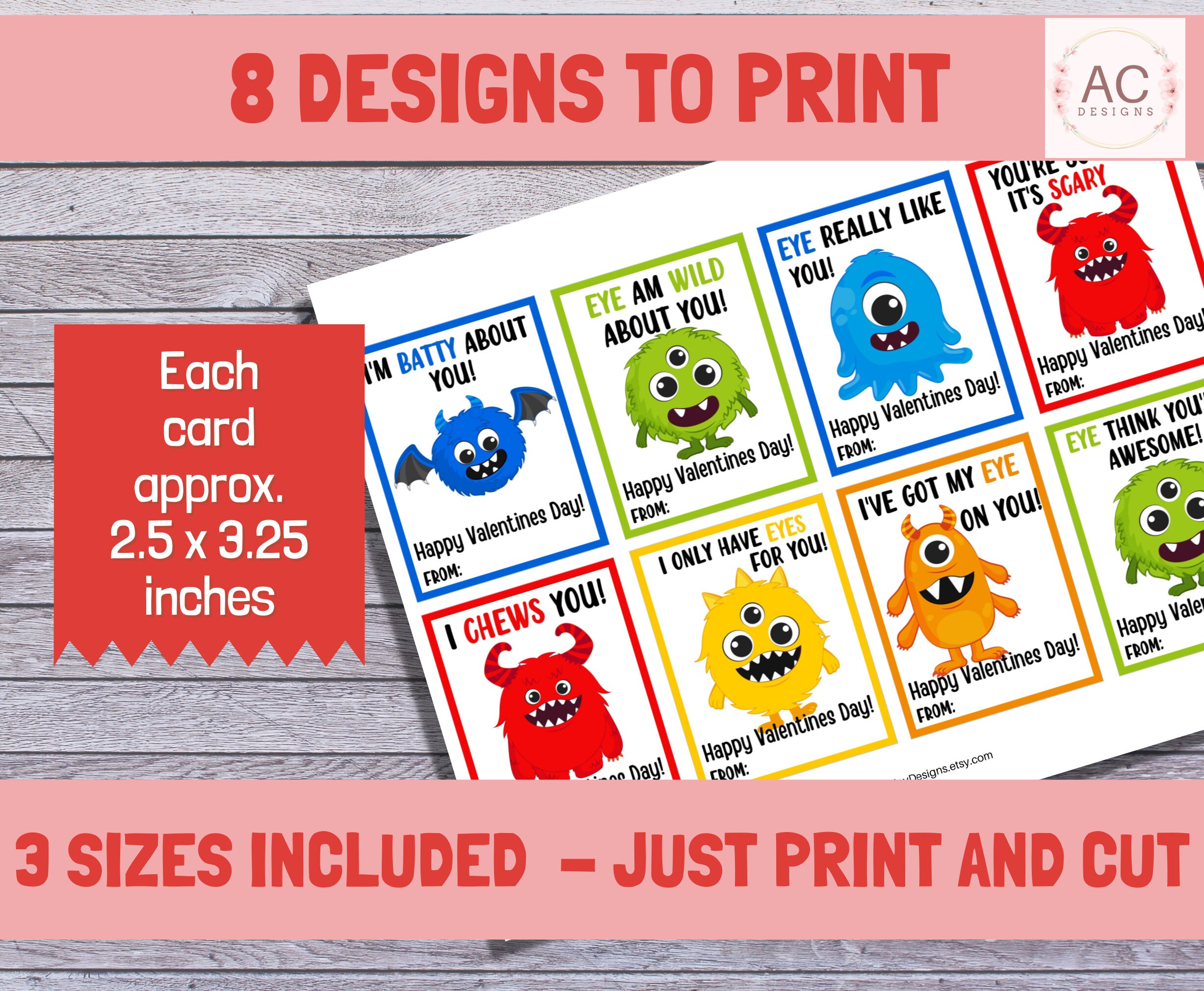 Printable Monster Valentine Cards for Kids, Kids Valentines Cards ...