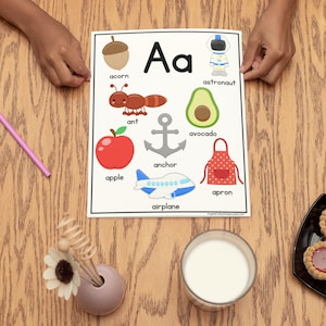 Printable Alphabet Posters, Beginning Sounds Word Chart, Letter Size ...
