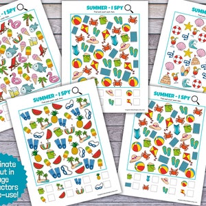 Summer I Spy Game Printable, Look Seek and Find Worksheet Pack, Learn ...