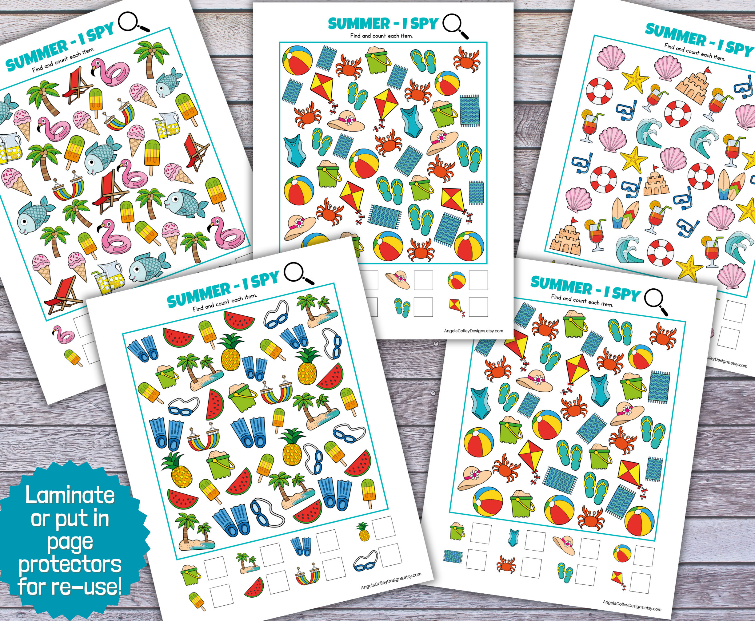 Summer I Spy Game Printable, Look Seek and Find Worksheet Pack, Learn ...
