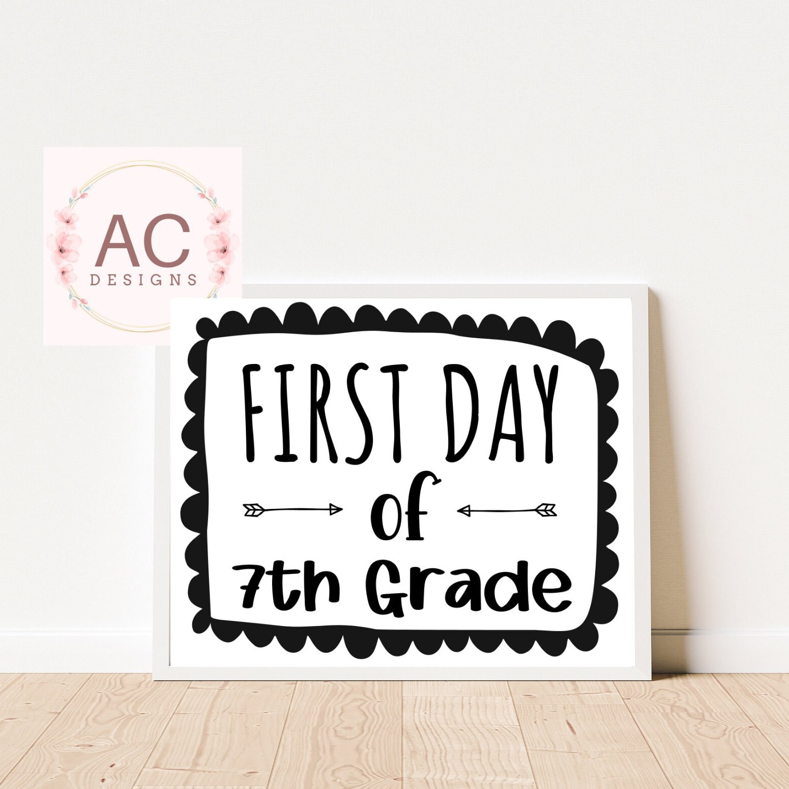 First Day of 7th Grade Sign, First Day of School Grade 7, Printable ...