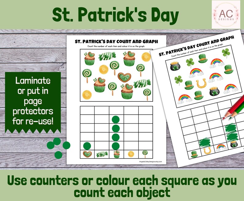 St. Patrick's Day Count and Graph Worksheets, St. Patrick's Day ...