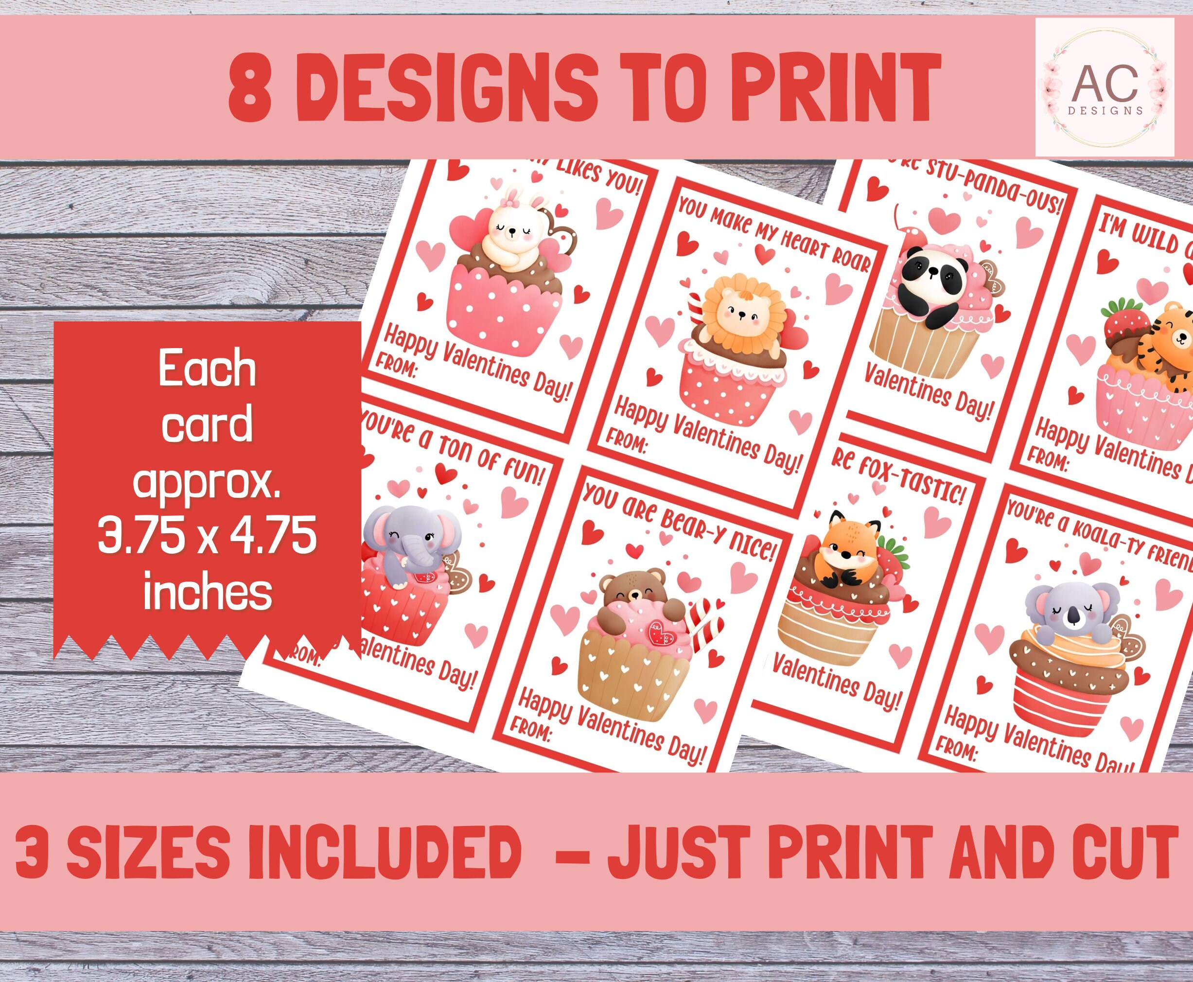 Kids Valentines Cards Instant Digital Download, Printable Kids ...