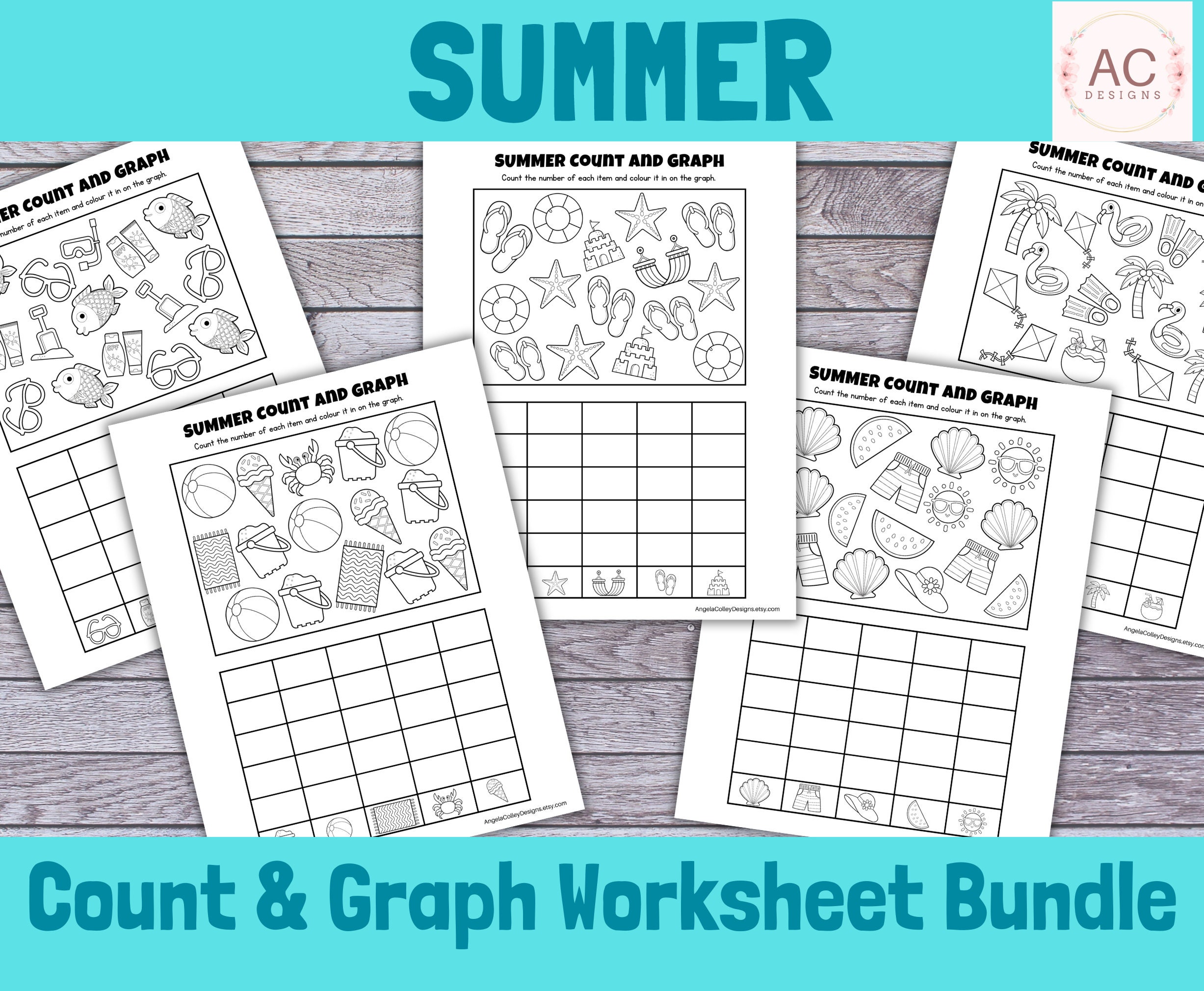 Summer Count and Graph Printable Worksheets, Learn to Count Math ...