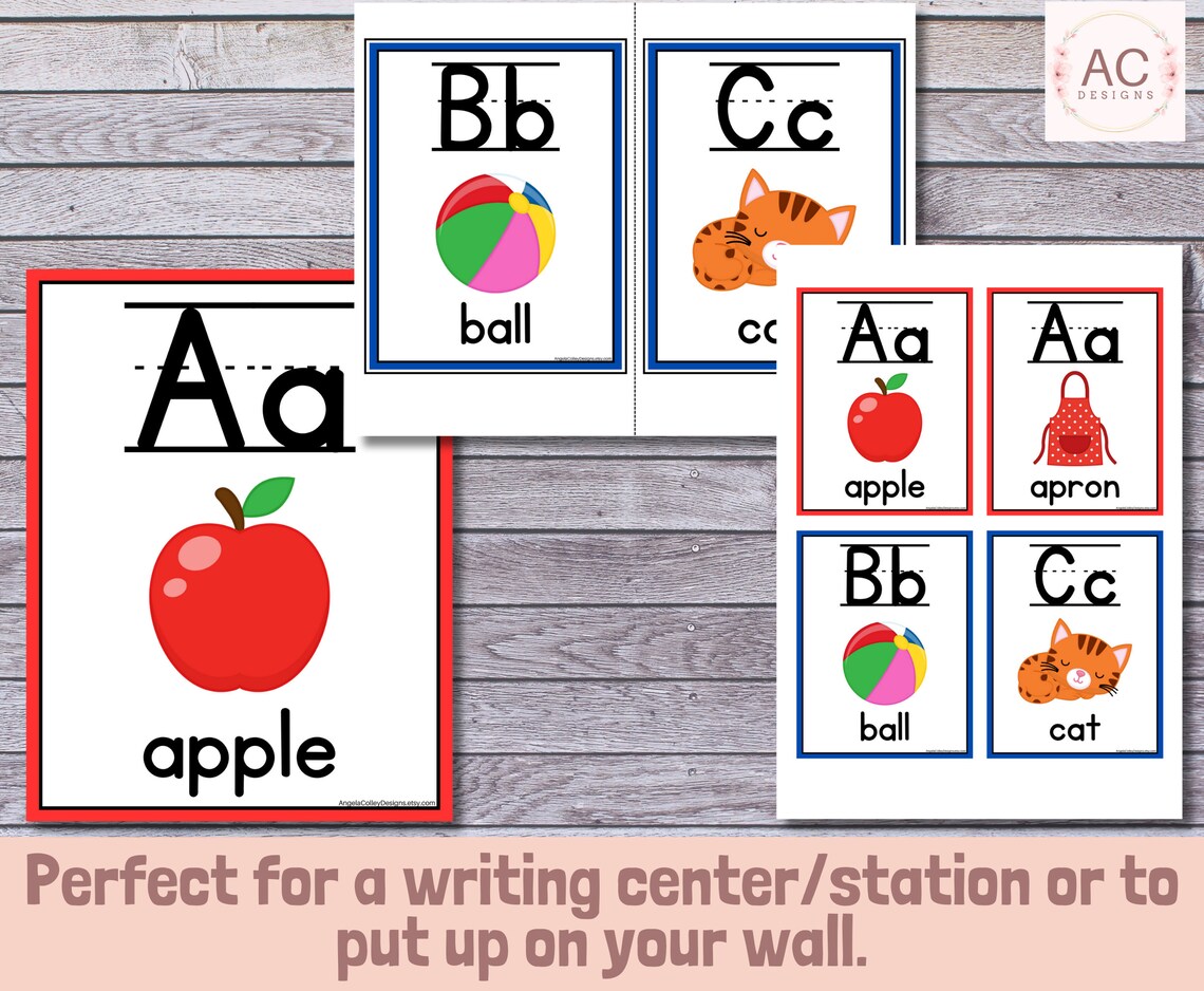 Printable Alphabet Posters, Beginning Sounds Flash Cards, Letter Size ...