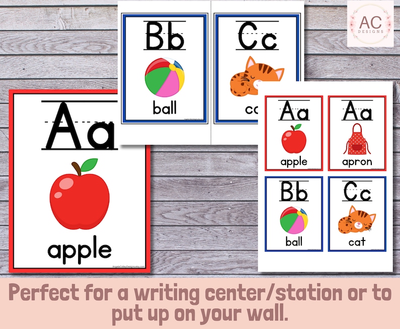 Printable Alphabet Posters, Beginning Sounds Flash Cards, Letter Size ...
