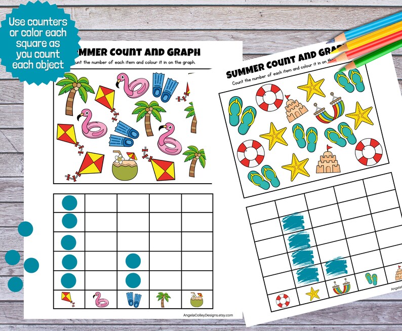 Summer Count and Graph Printable Worksheets, Learn to Count Math ...