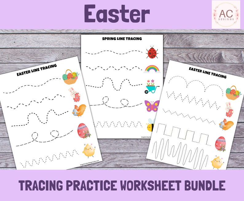 Easter Tracing Practice Worksheets, Easter Spring Printable Activities ...