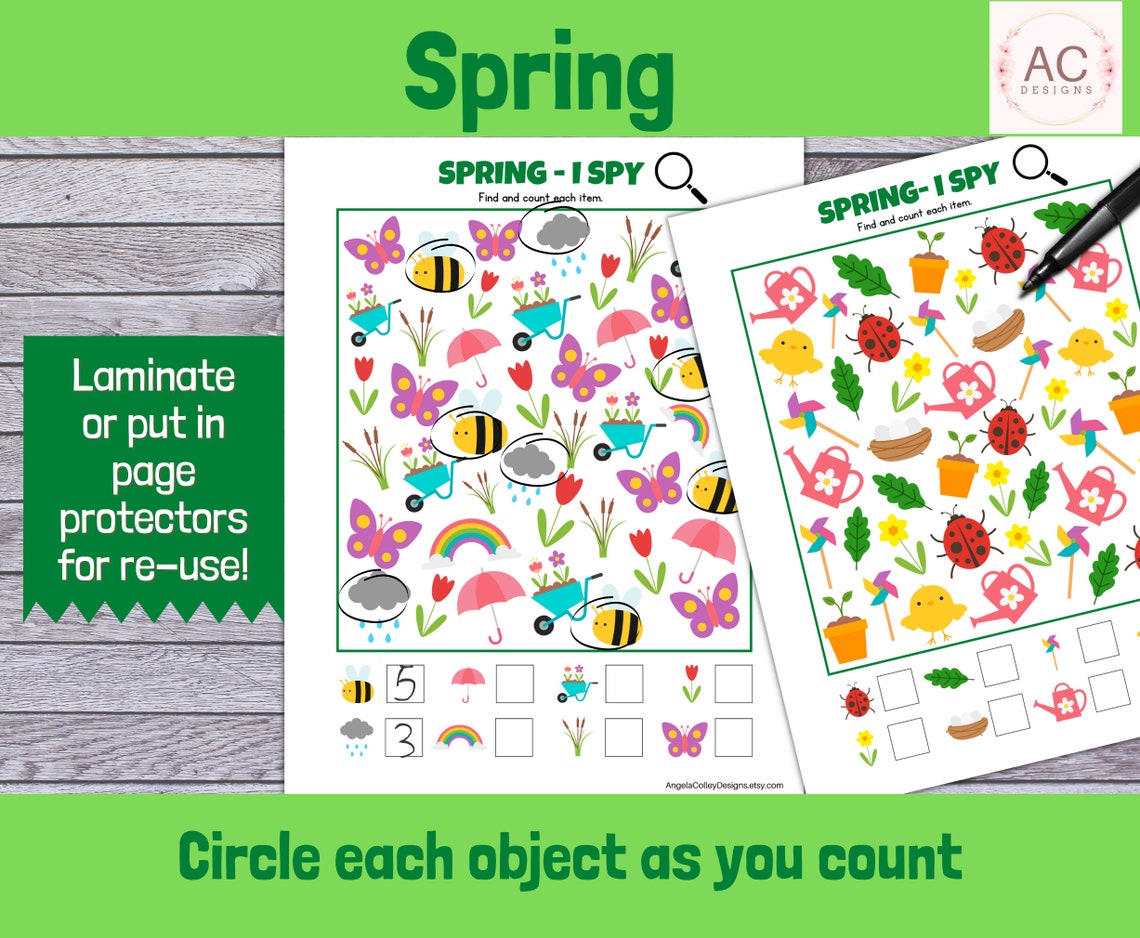 Spring I Spy Worksheets Spring Printable Activities Easter - Etsy Canada