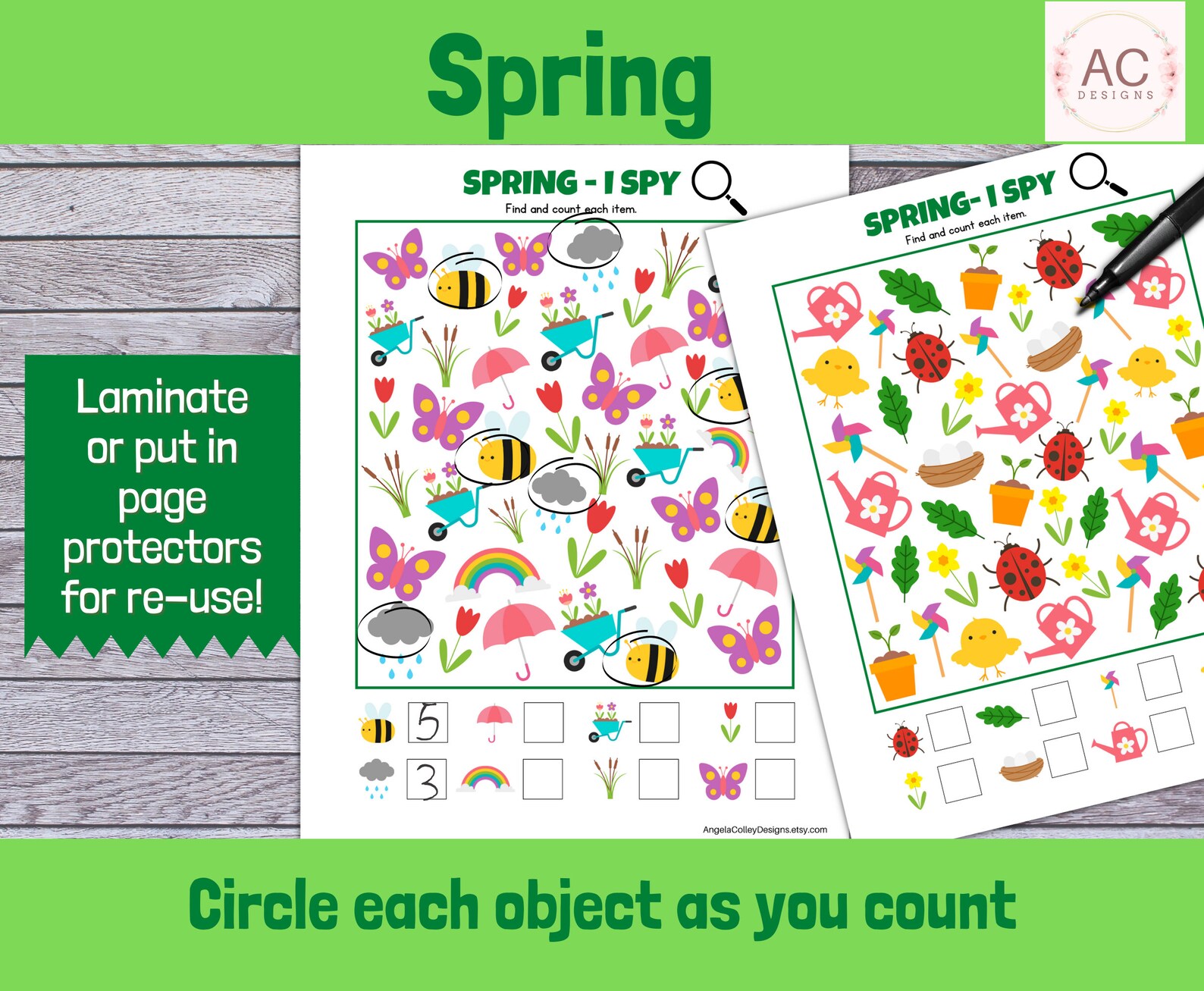 Spring I Spy Worksheets, Spring Printable Activities, Easter Activity ...