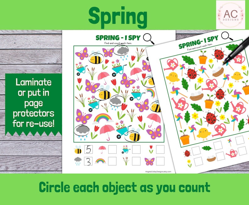 Spring I Spy Worksheets, Spring Printable Activities, Easter Activity ...