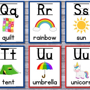 Printable Alphabet Flash Cards, Colorful Classroom Decor (digital ...
