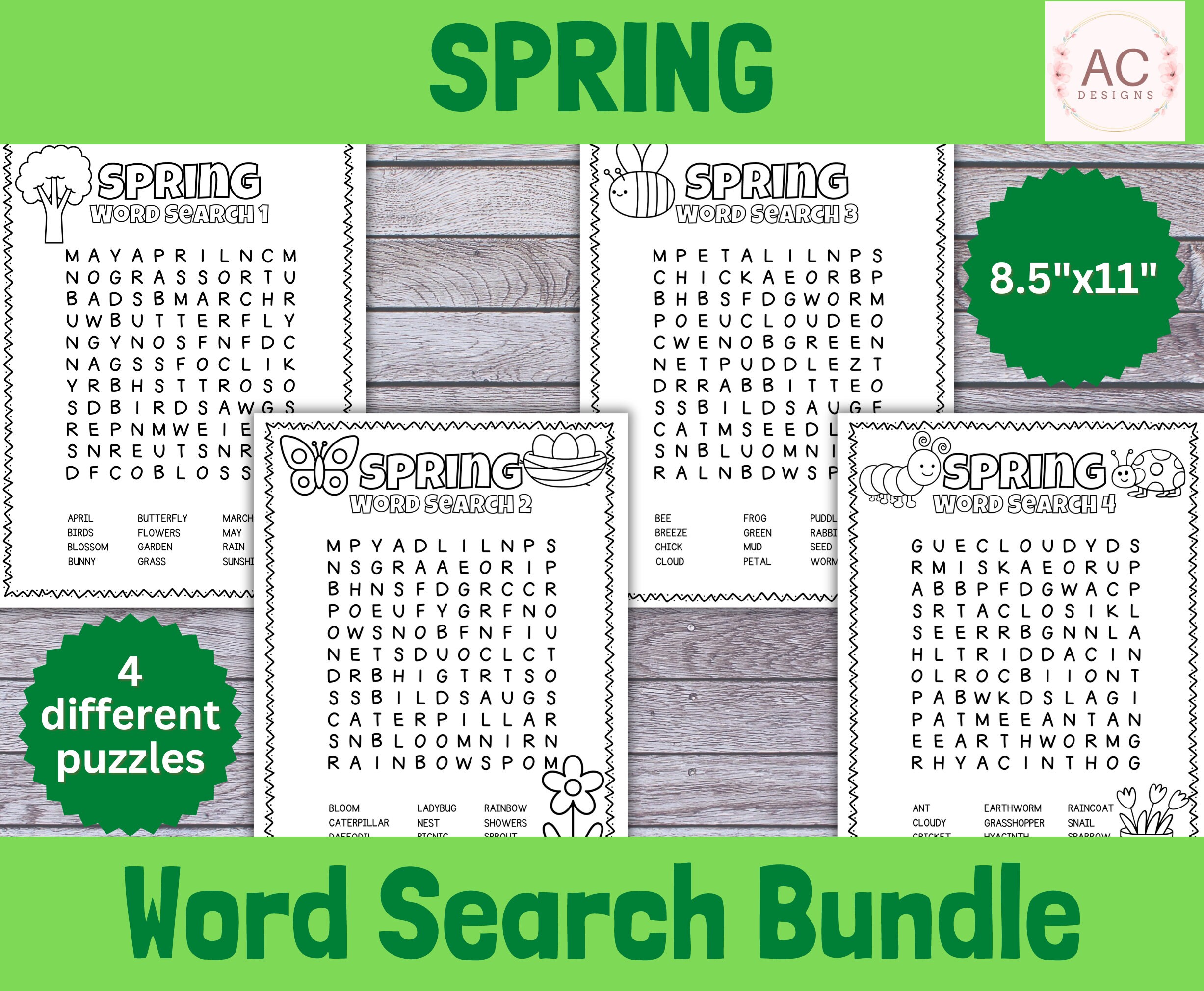 Spring Word Search Printable, Fun Spring Activity for Kids Learning at ...