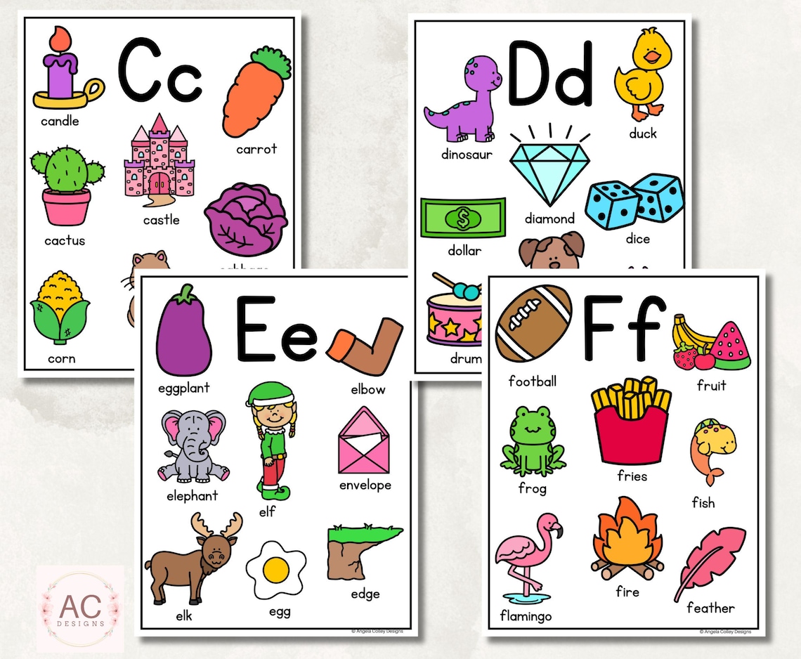 Classroom Alphabet Posters, Beginning Sounds Chart (digital Download ...