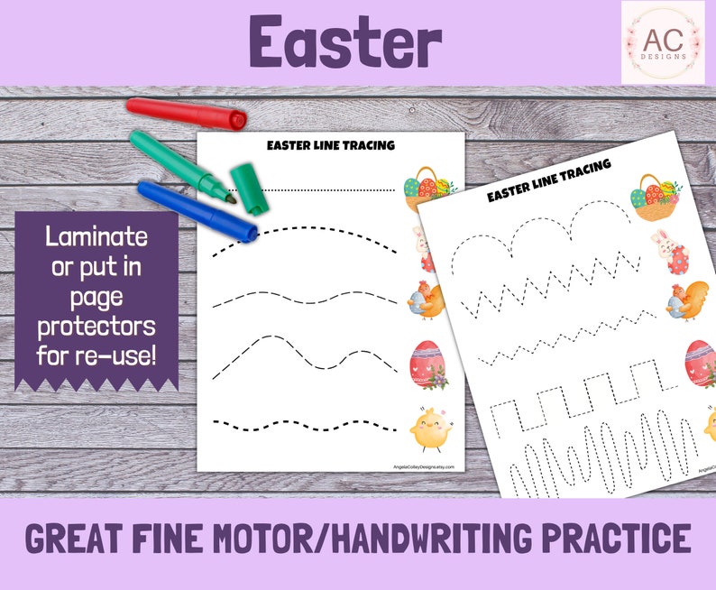 Easter Tracing Practice Worksheets, Easter Spring Printable Activities ...
