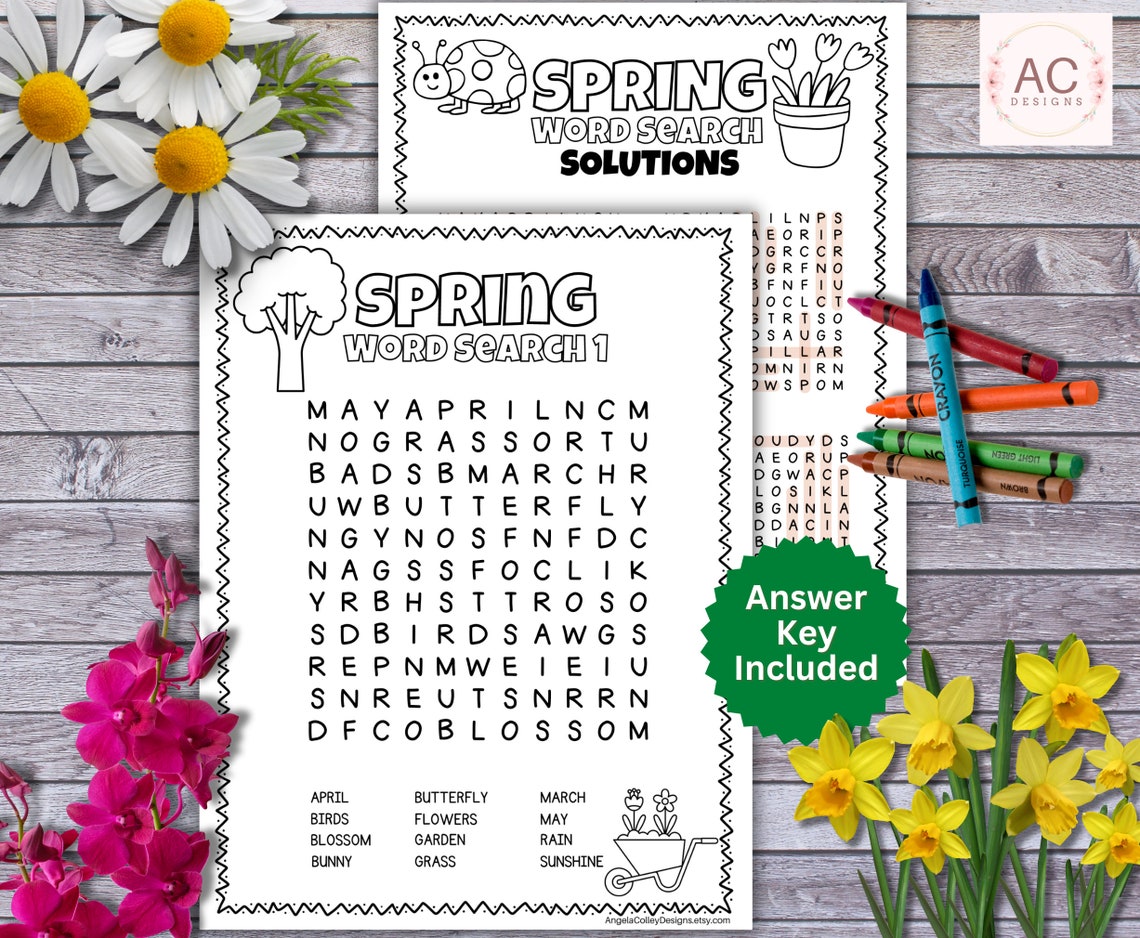 Spring Word Search Printable, Fun Spring Activity for Kids Learning at ...