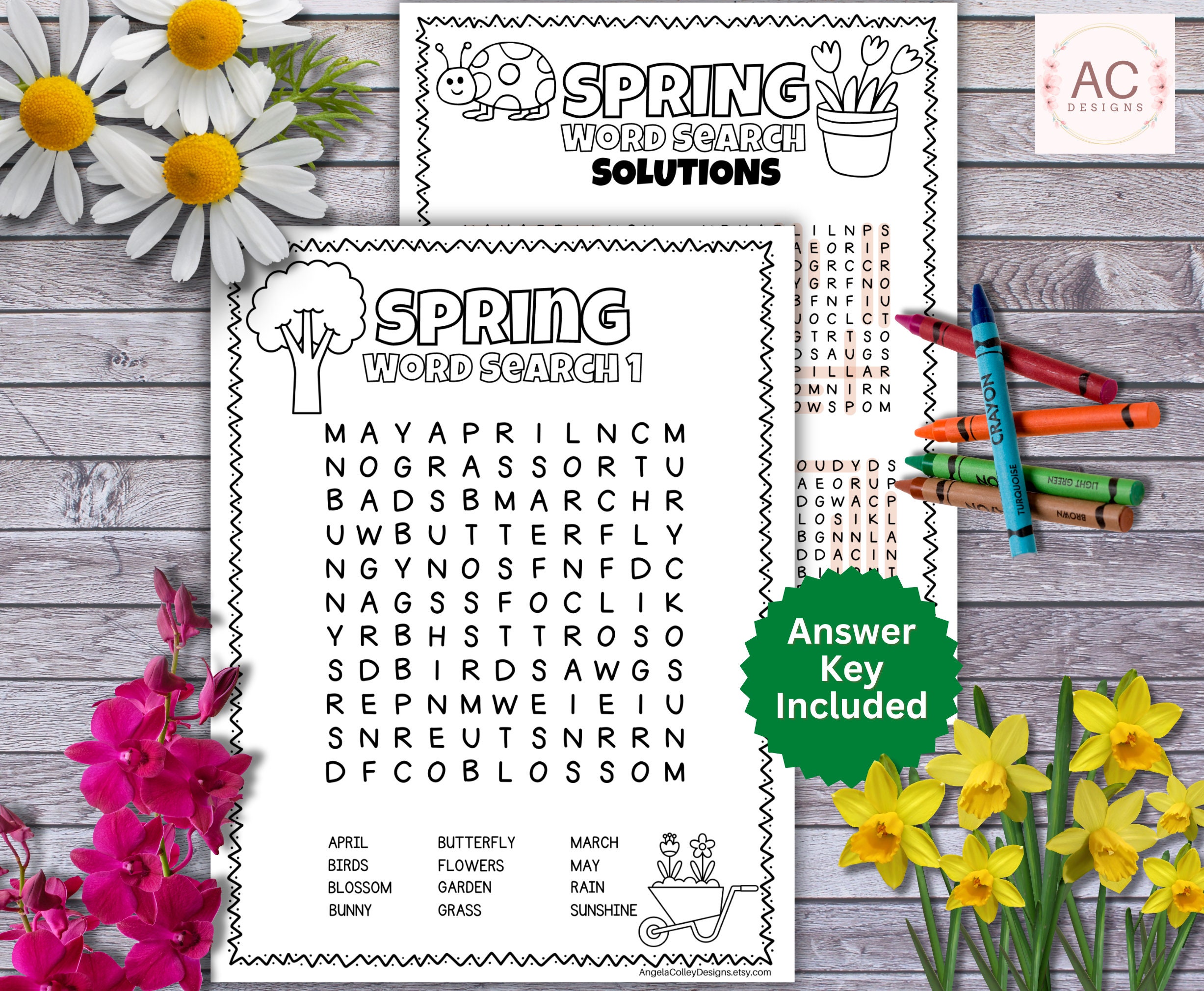 Spring Word Search Printable, Fun Spring Activity for Kids Learning at ...