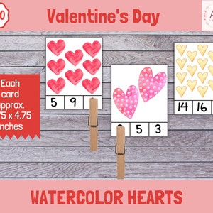 Valentine's Day Count and Clip Flashcards, Numbers 1-20, Valentine ...