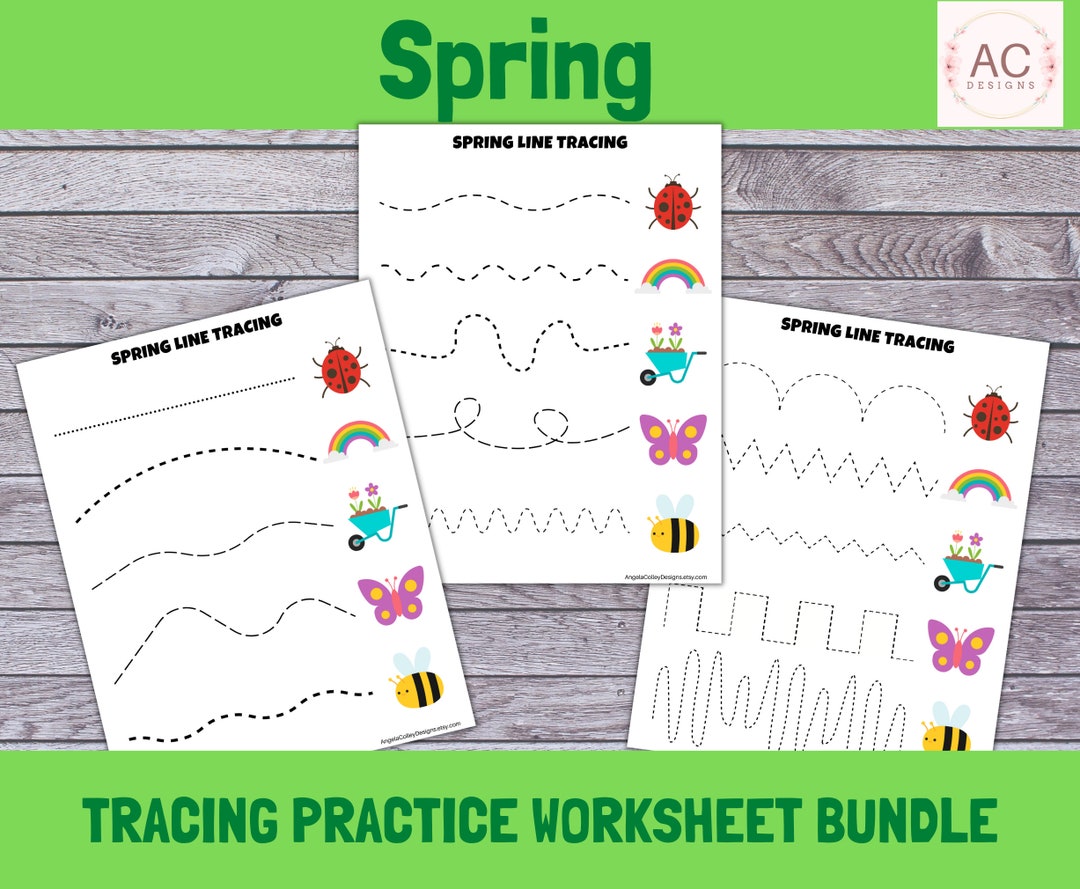 Spring Tracing Practice Worksheets, Spring Printable Activities, Easter ...