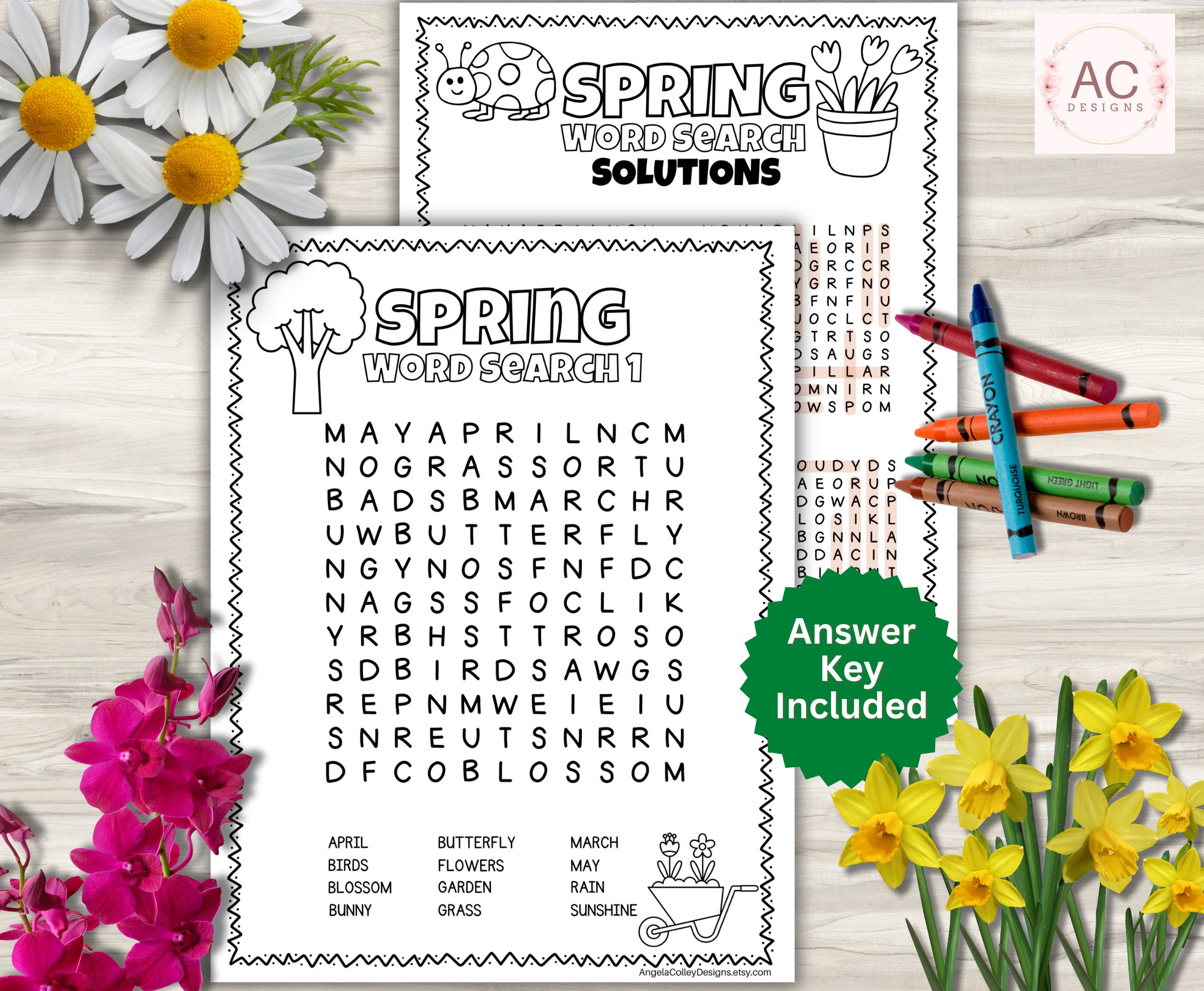 Spring Word Search Printable, Fun Spring Activity for Kids Learning at ...