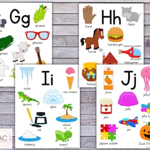 Printable Alphabet Posters, Beginning Sounds Word Chart, Letter Size ...