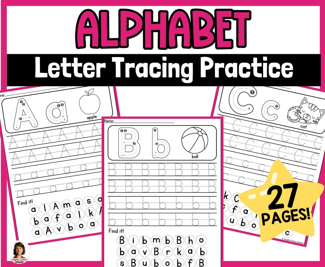 Printable Alphabet Worksheets: Tracing Practice, Handwriting, Letter ...