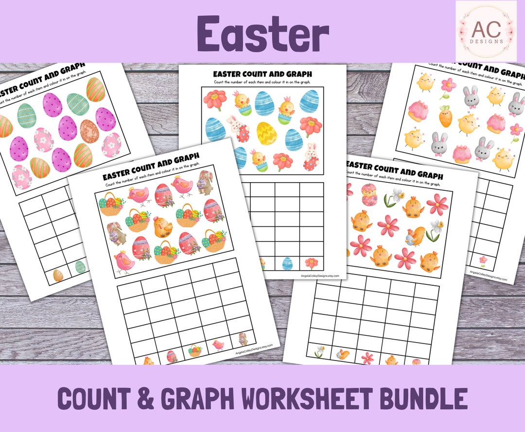 Hojas de trabajo de conteo y gráficos de Pascua, actividades ...