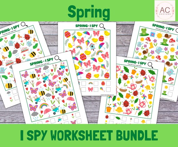 Spring I Spy Worksheets Spring Printable Activities Easter - Etsy