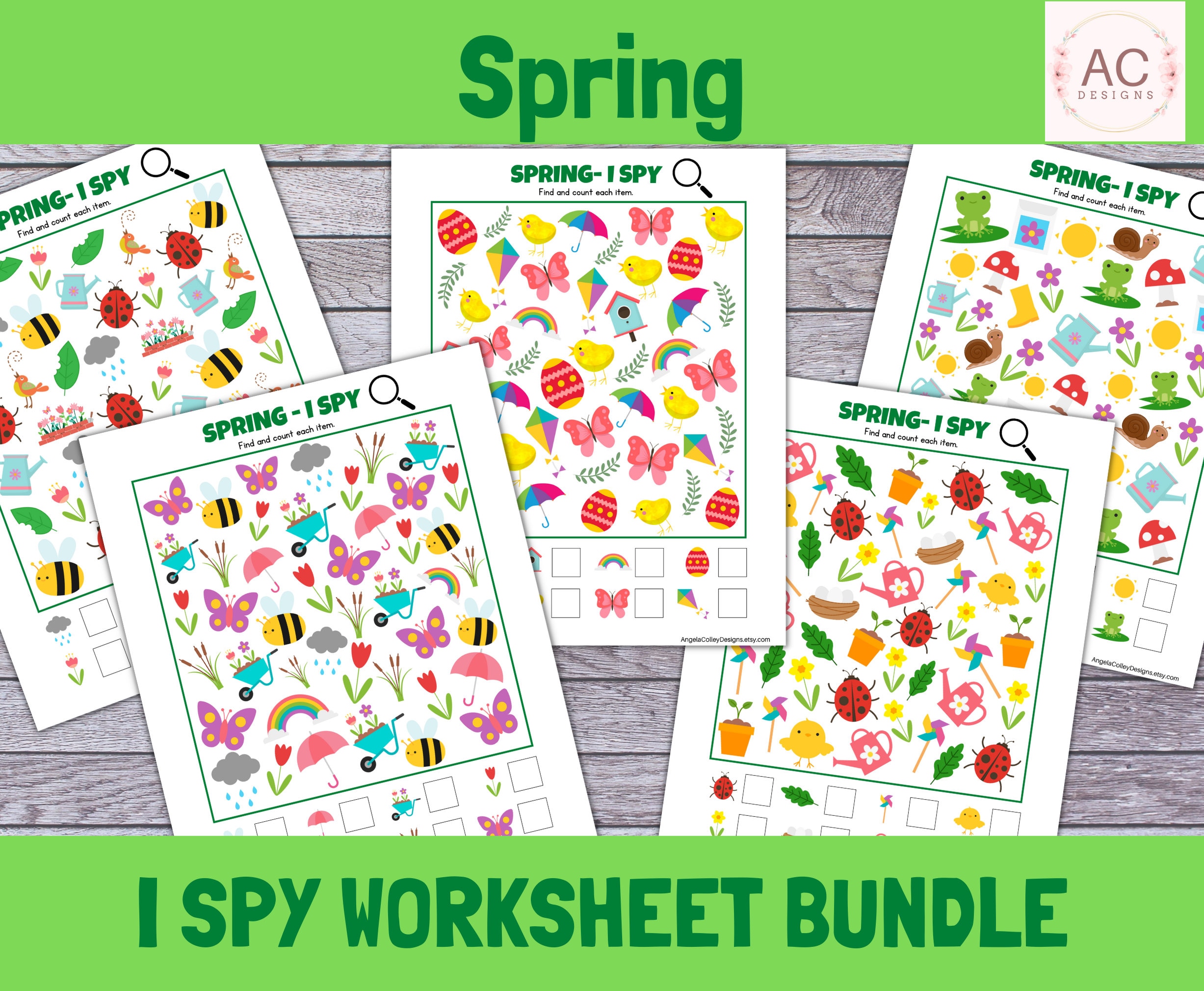Spring I Spy Worksheets Spring Printable Activities Easter - Etsy