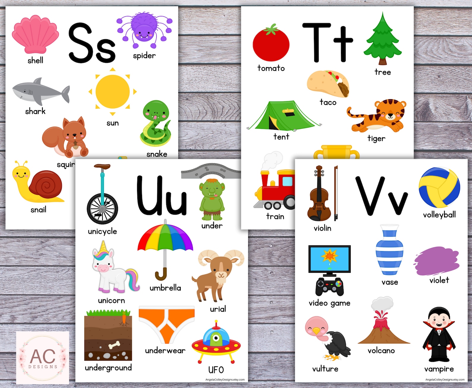 Printable Alphabet Posters, Beginning Sounds Word Chart, Letter Size ...