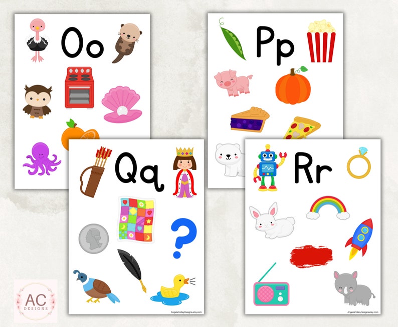 Printable Alphabet Posters, Beginning Sounds Word Chart, Letter Size ...